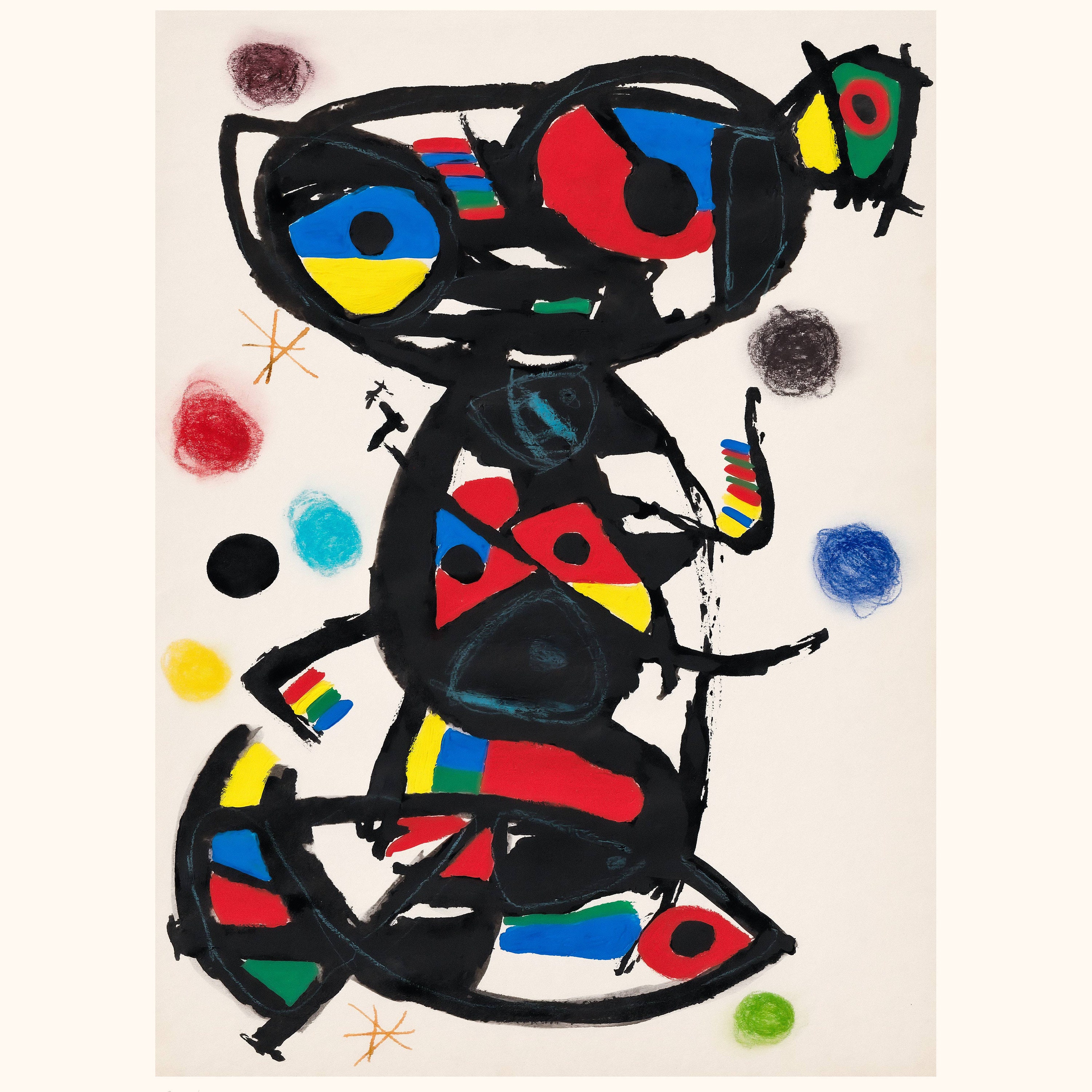 JOAN MIRÓ Signed 'abstract Figures' Lithograph - Vintage Print (COA ...