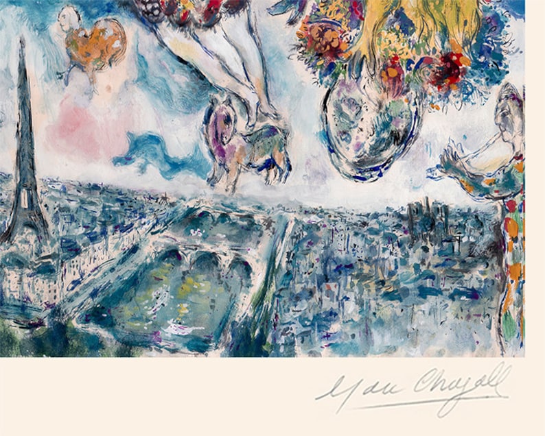 Marc Chagall Paris Lovers Original Lithograph Etsy