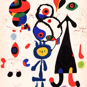 JOAN MIRÓ Signed 'abstract Figures' - Original Lithograph- Vintage ...