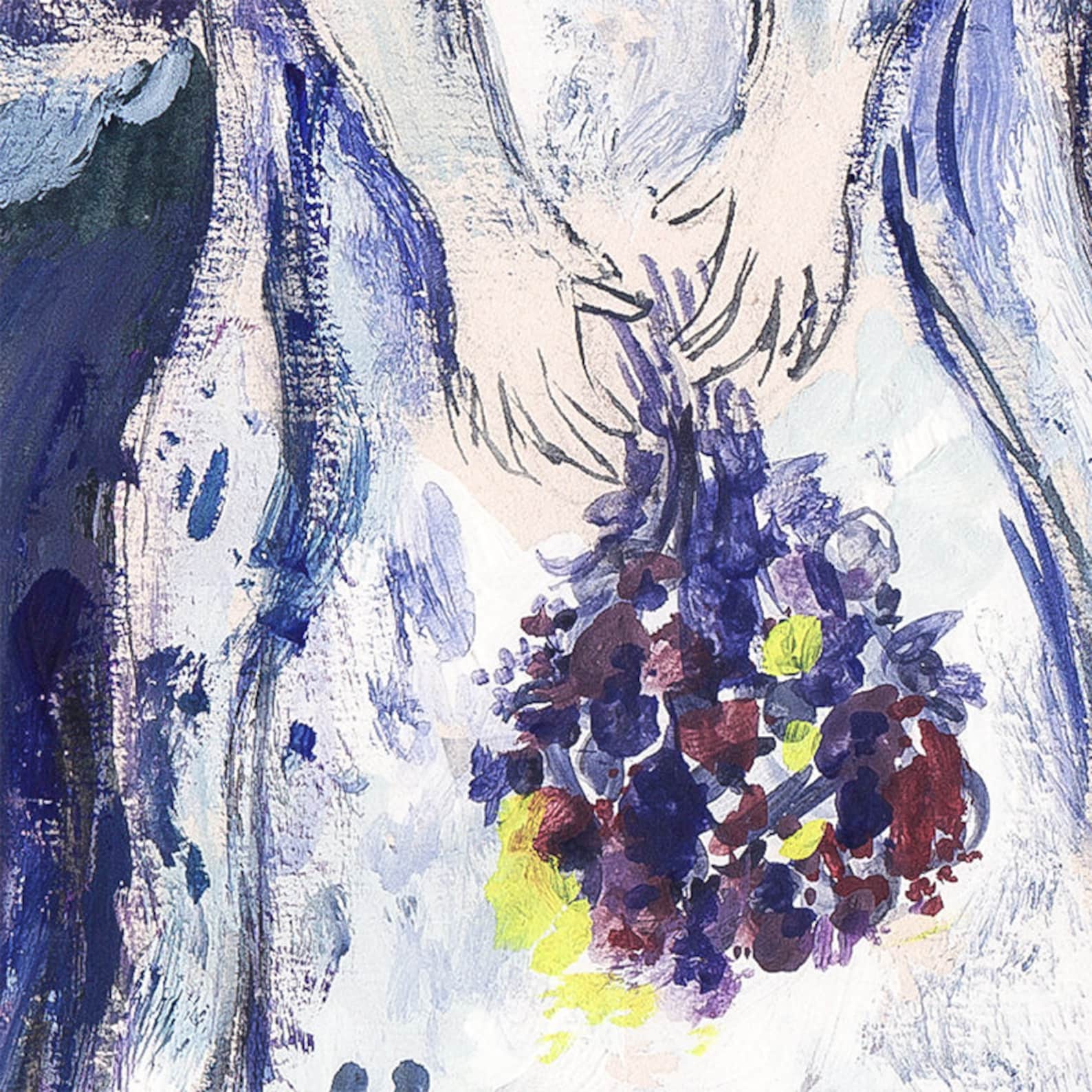 MARC CHAGALL 'lovers in the Moonlight' - Original Lithograph- Signed ...