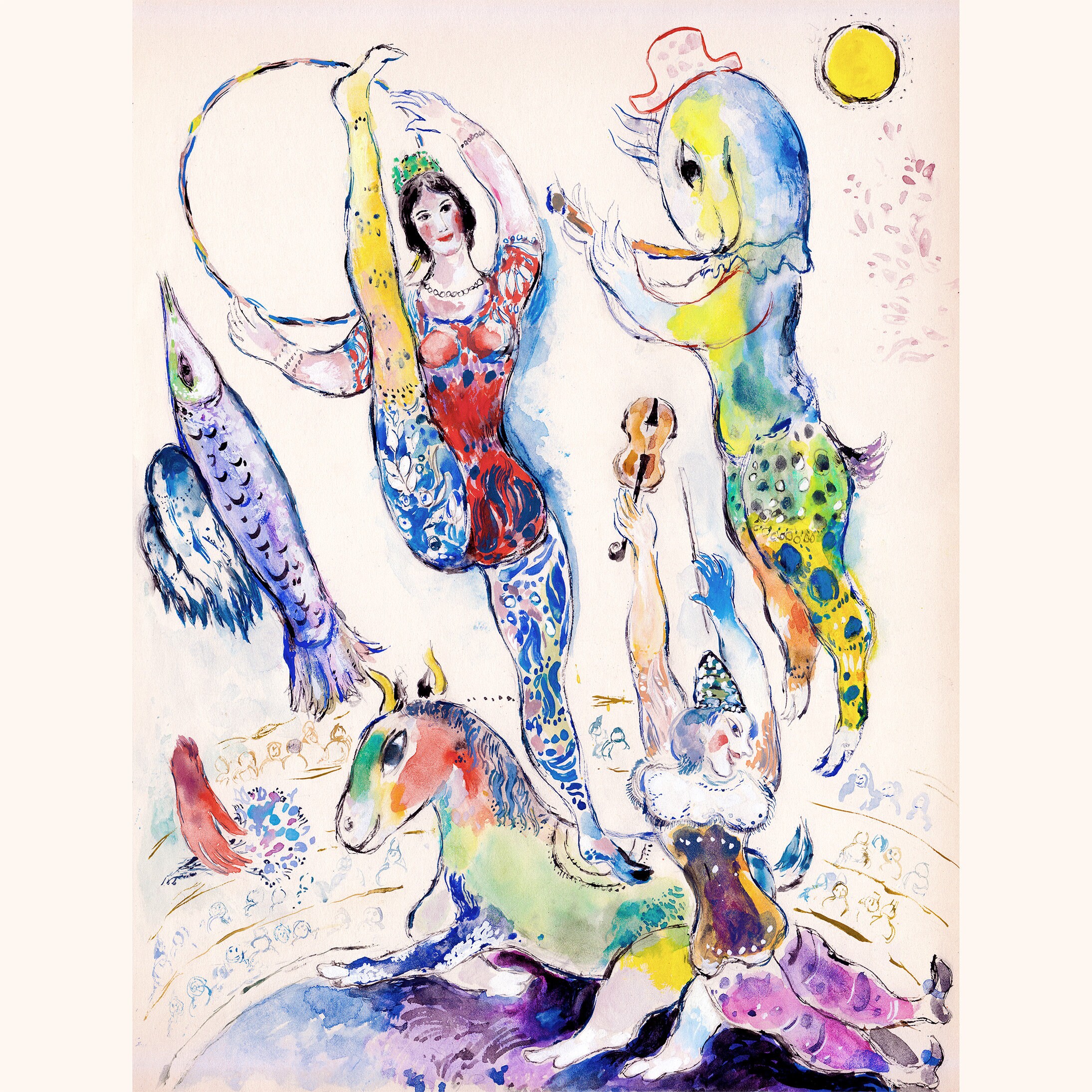 MARC CHAGALL 'l'acrobate' - Original Lithograph- Signed Print (COA ...