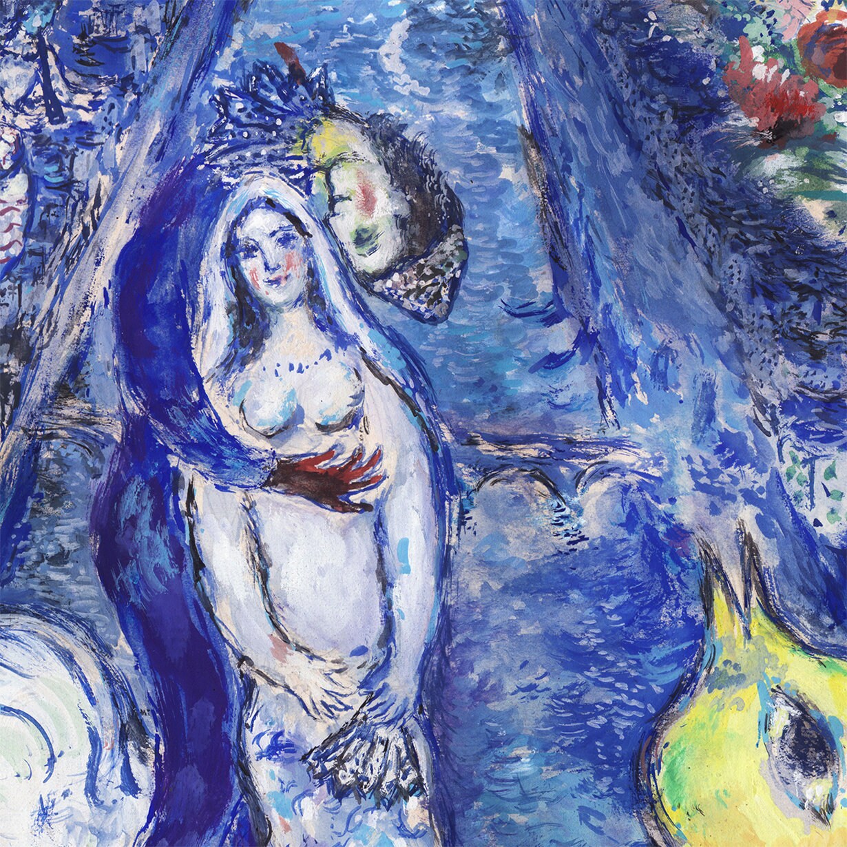 Marc Chagall Lovers With A Bouquet Original Etsy