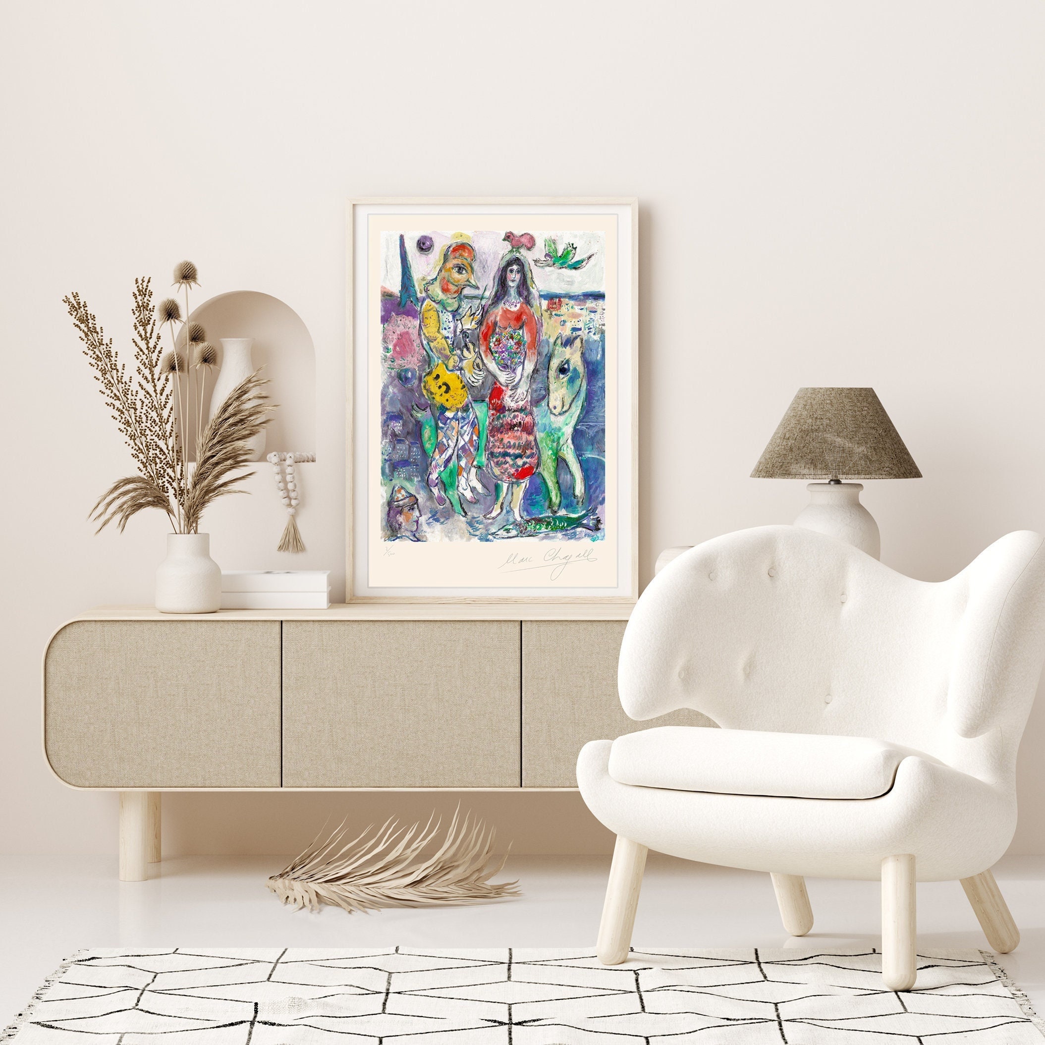 MARC CHAGALL Clown Amoureux Original Lithograph Vintage Signed Print ...