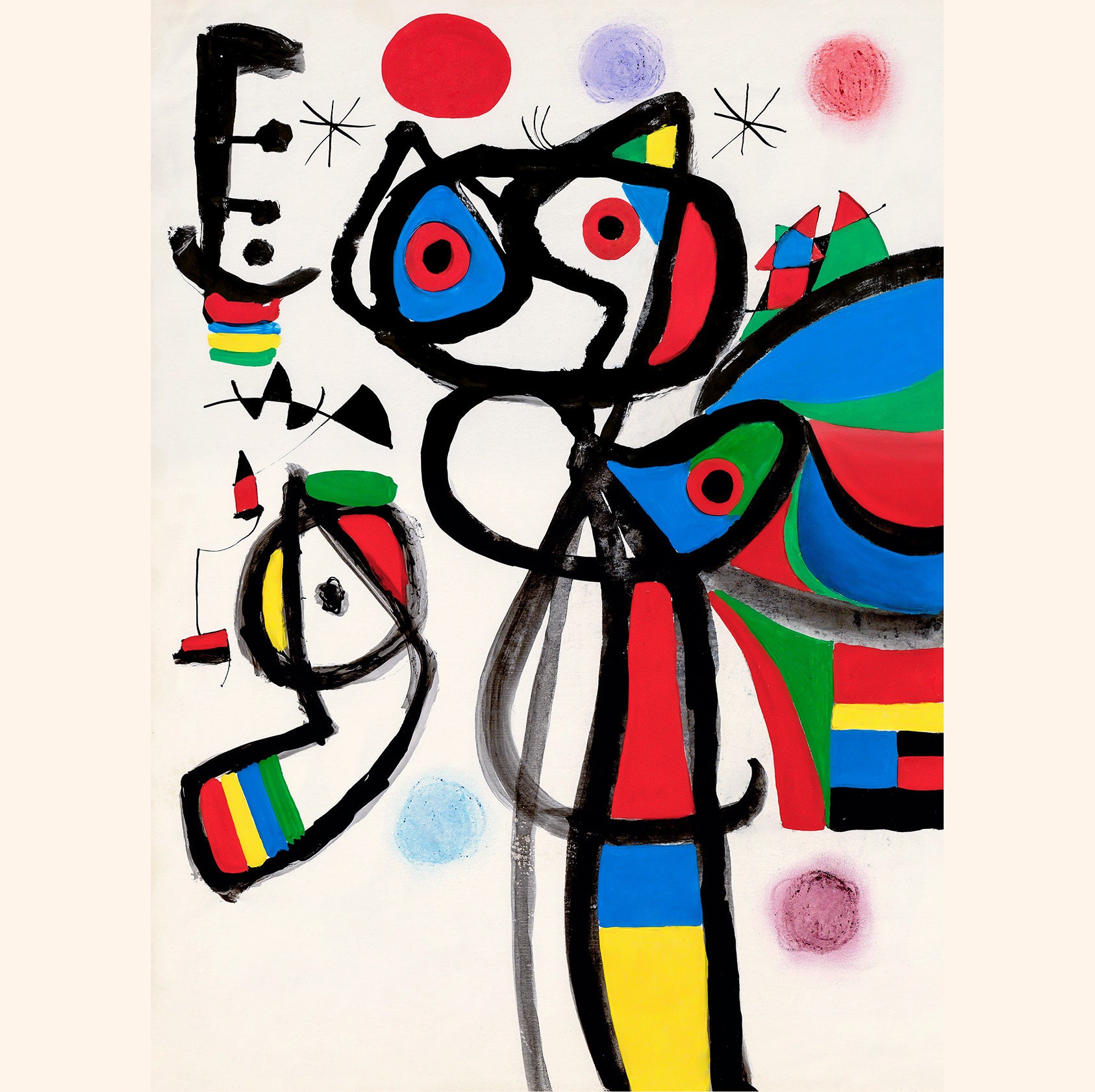 JOAN MIRÓ Signed 'abstract Figures' Original - Etsy