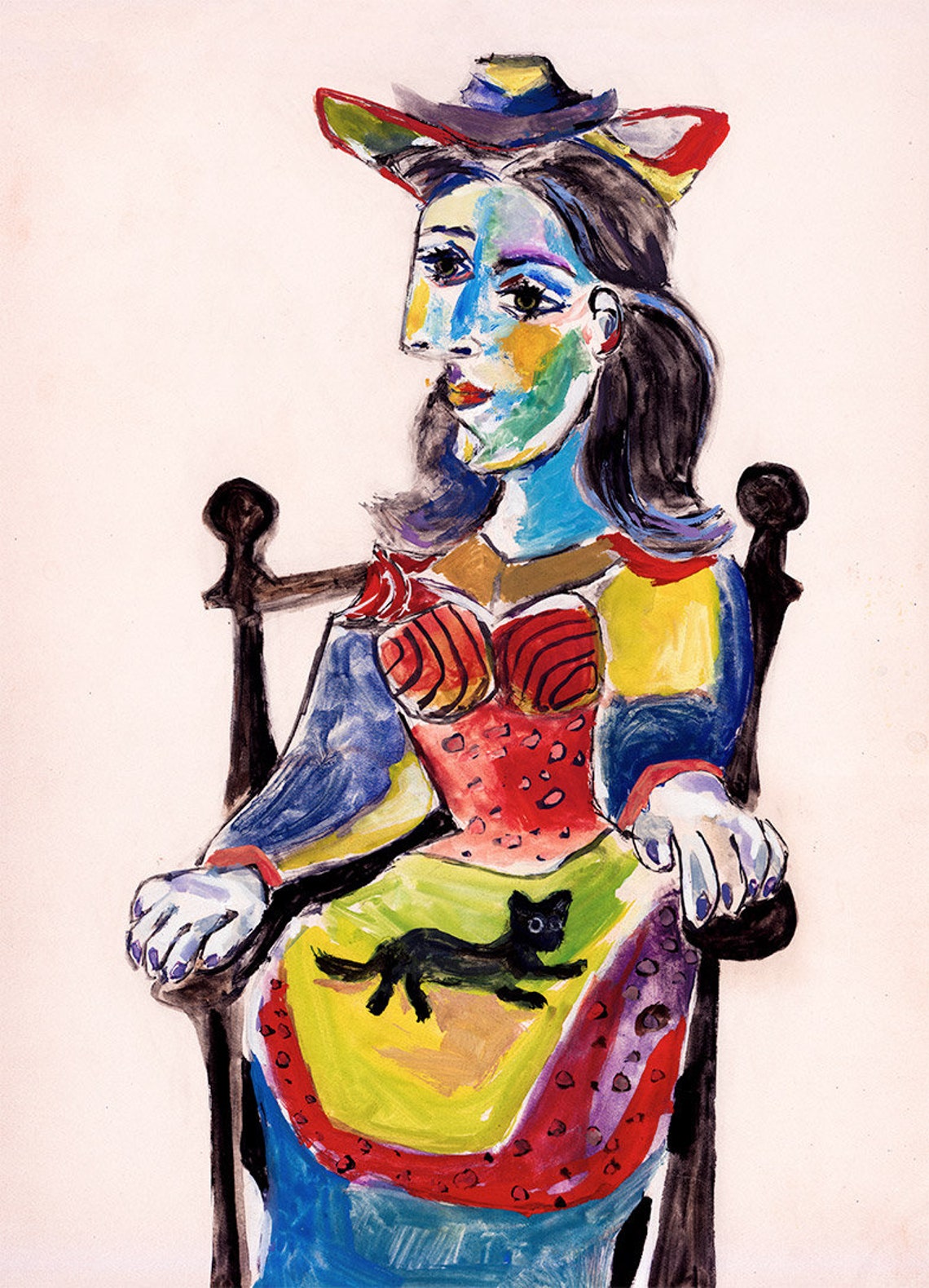 PABLO PICASSO "dora Maar Au Chat" -minimalist Art - Wall Art Original ...
