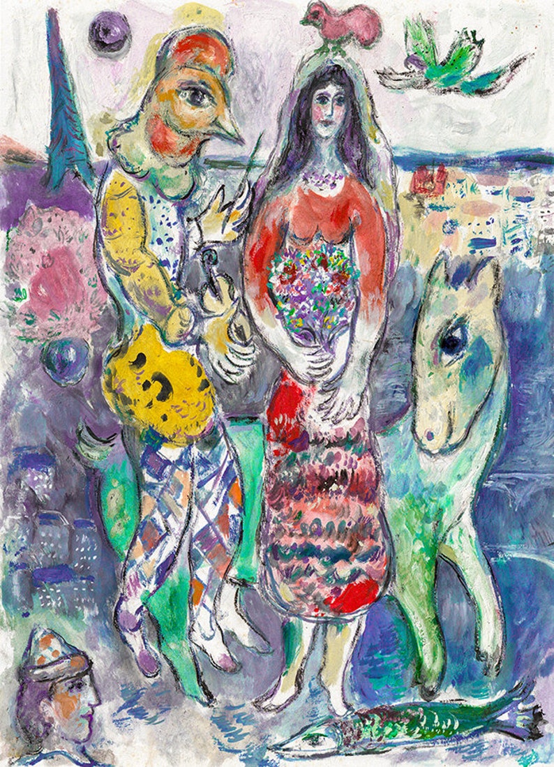 MARC CHAGALL Clown Amoureux Original Lithograph Vintage Signed Print ...