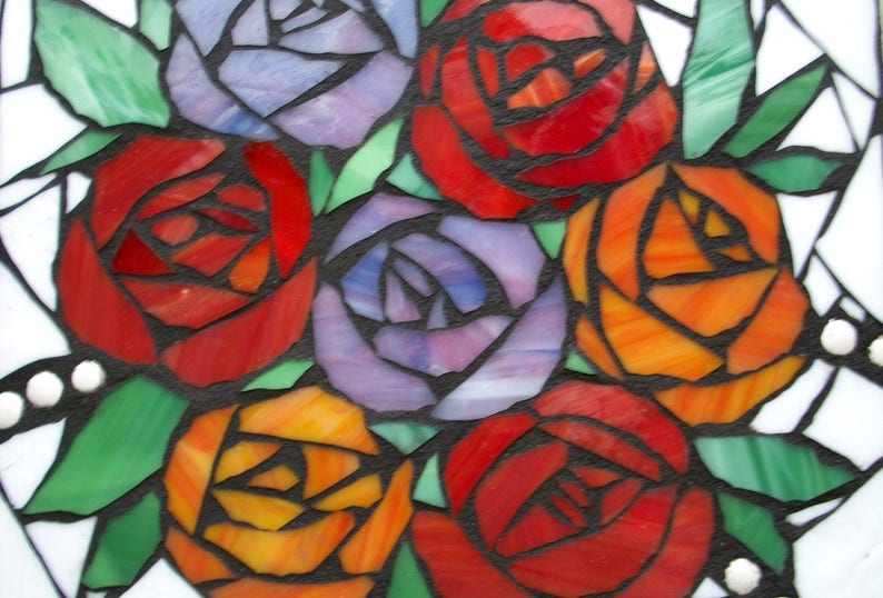 Romantic Rose Mosaic Wall Art Plaque 10 by 10 - Etsy
