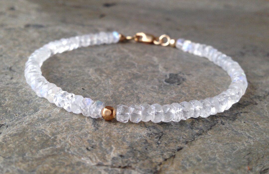 Rainbow Moonstones With Gold Clasp Bracelet - Etsy