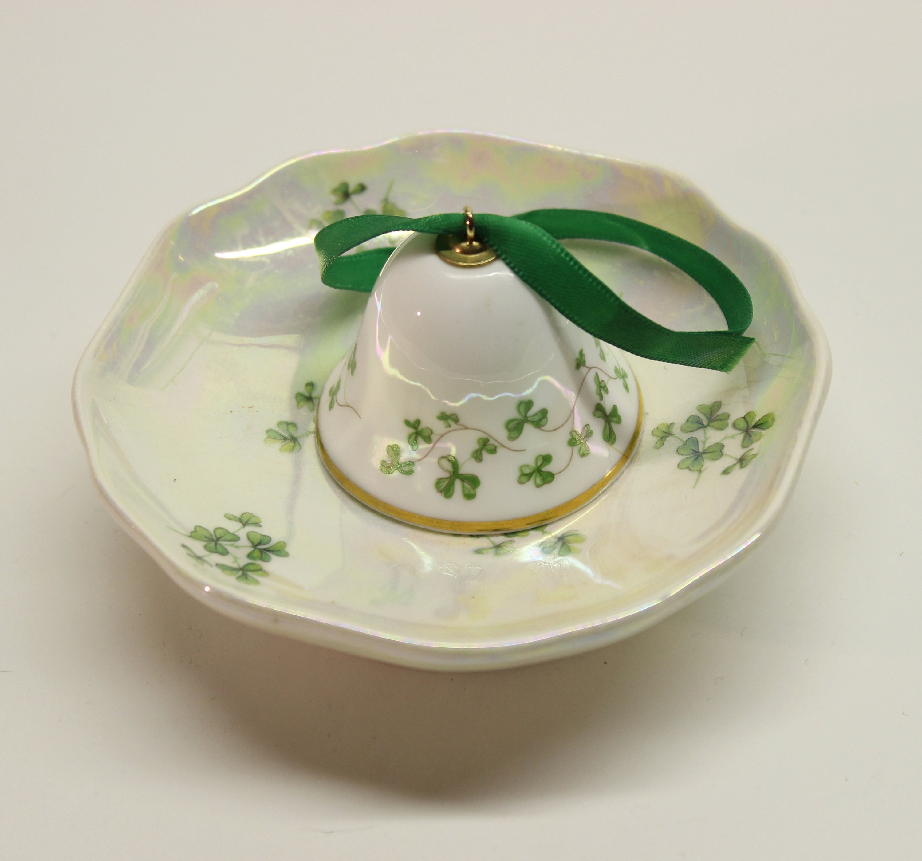 Royal Winton Grimwades Shamrock Mint Dish and Royal Tara Dinner Bell - Etsy