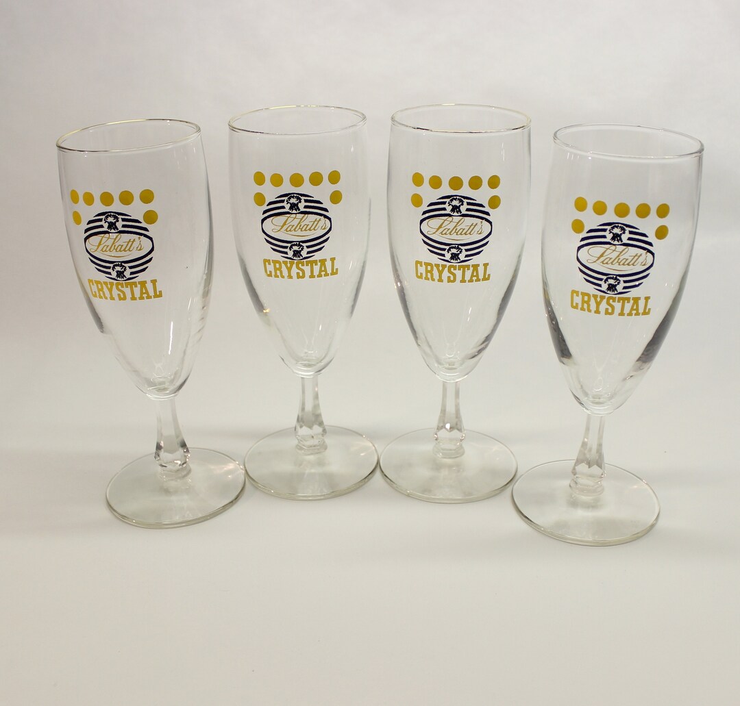 Four Labatt Crystal Pilsner Glasses--vintage Bar Ware/stemware - Etsy