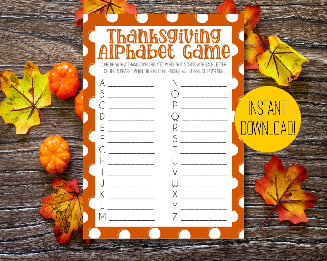 Thanksgiving Alphabet Game, Thanksgiving Game, Kids Game, Thanksgiving ...