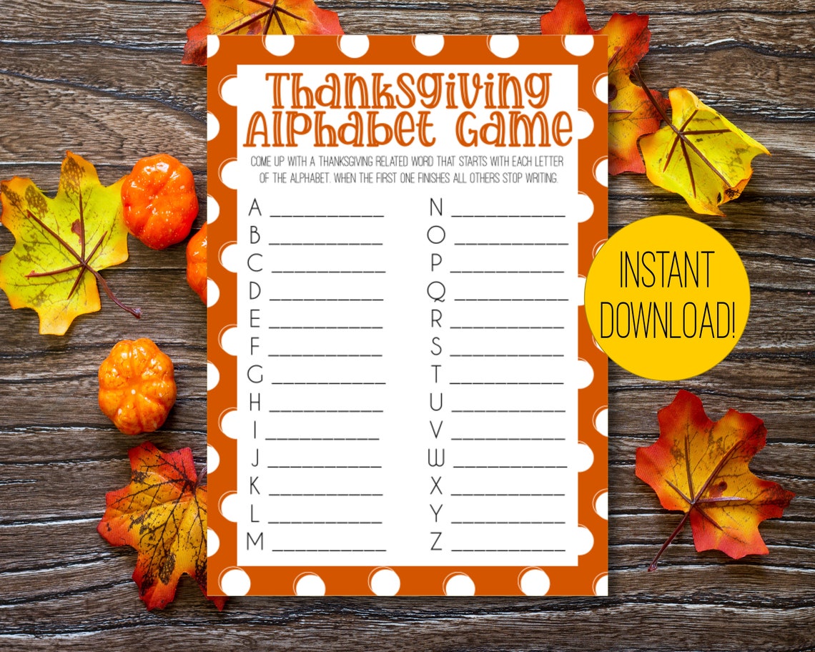 Thanksgiving Alphabet Game, Thanksgiving Game, Kids Game, Thanksgiving ...