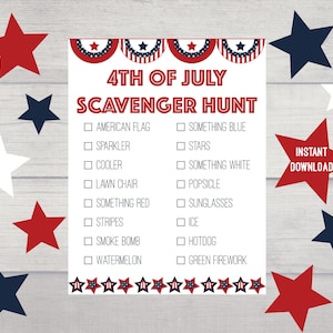 4th of July Scavenger Hunt, Patriotic Scavenger Hunt, Barbecue Game ...