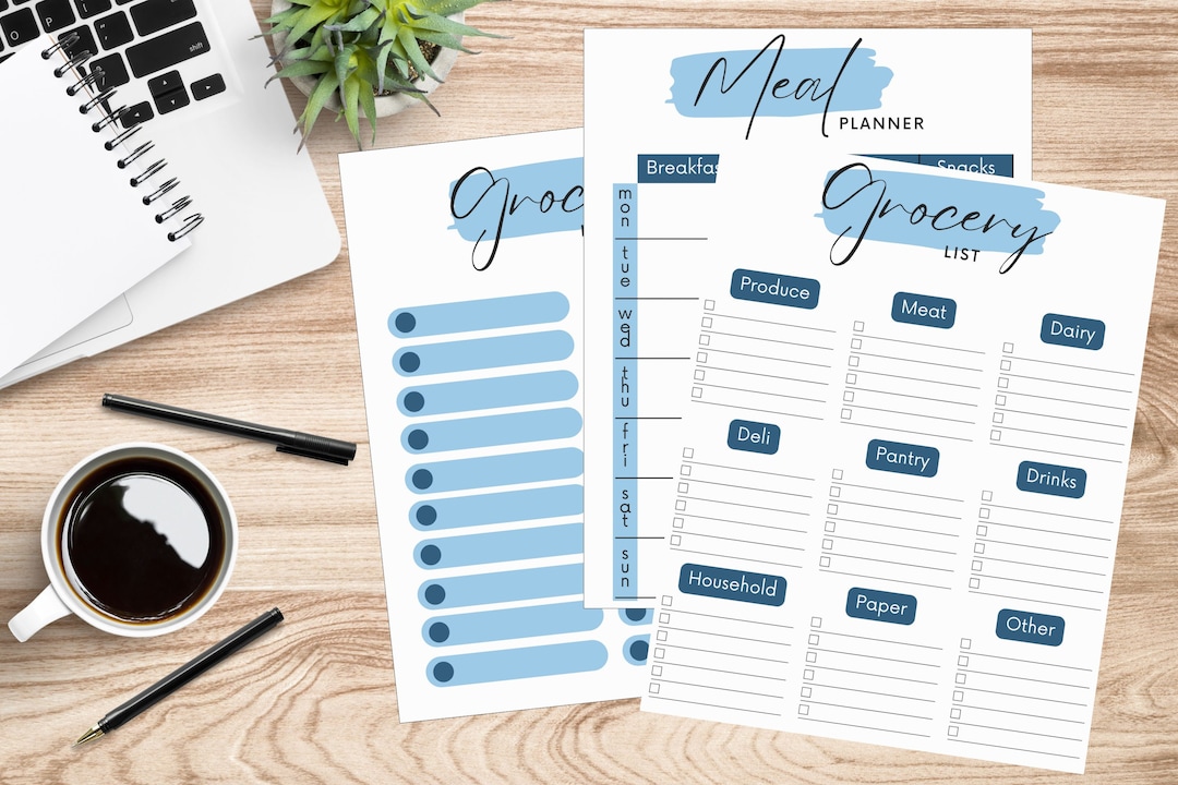 Grocery Shopping List and Weekly Meal Planner (pink) - Etsy