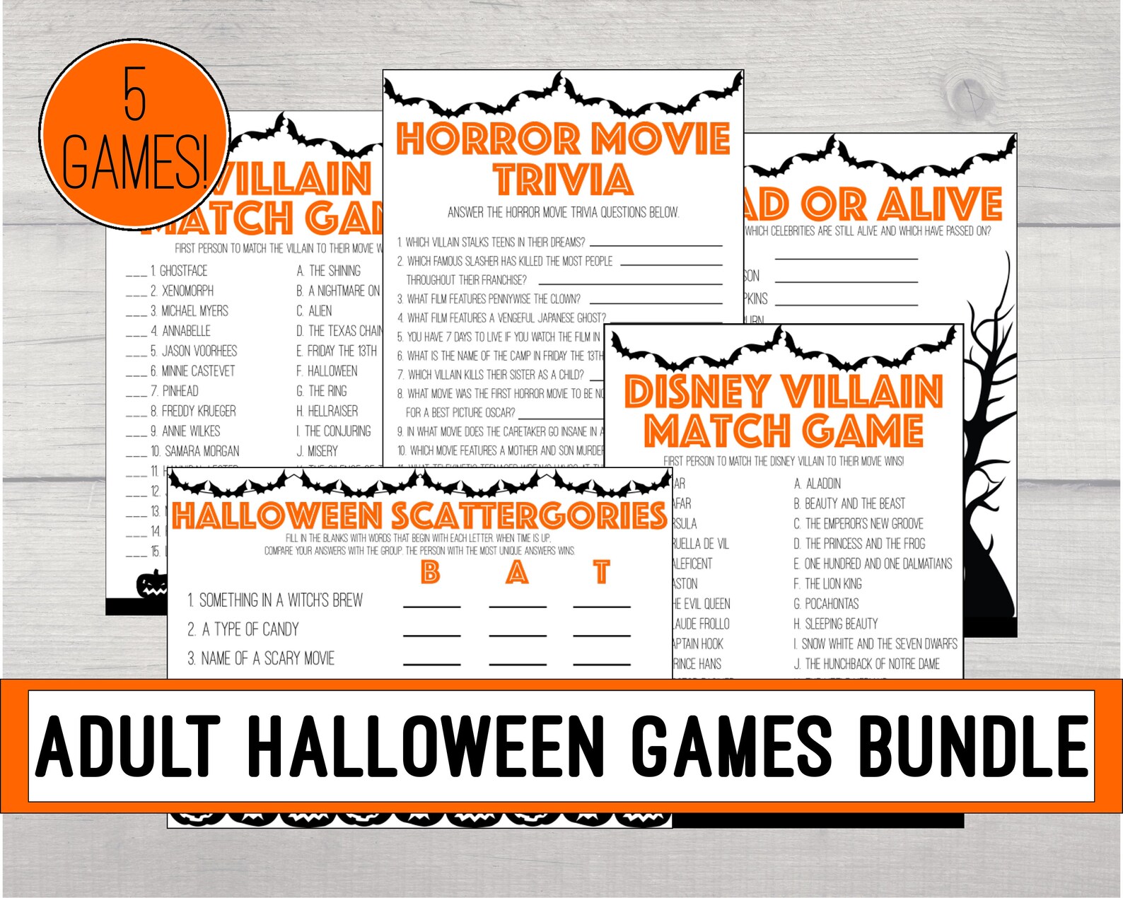 Adult Halloween Game Bundle, Halloween Games Printable, Halloween ...