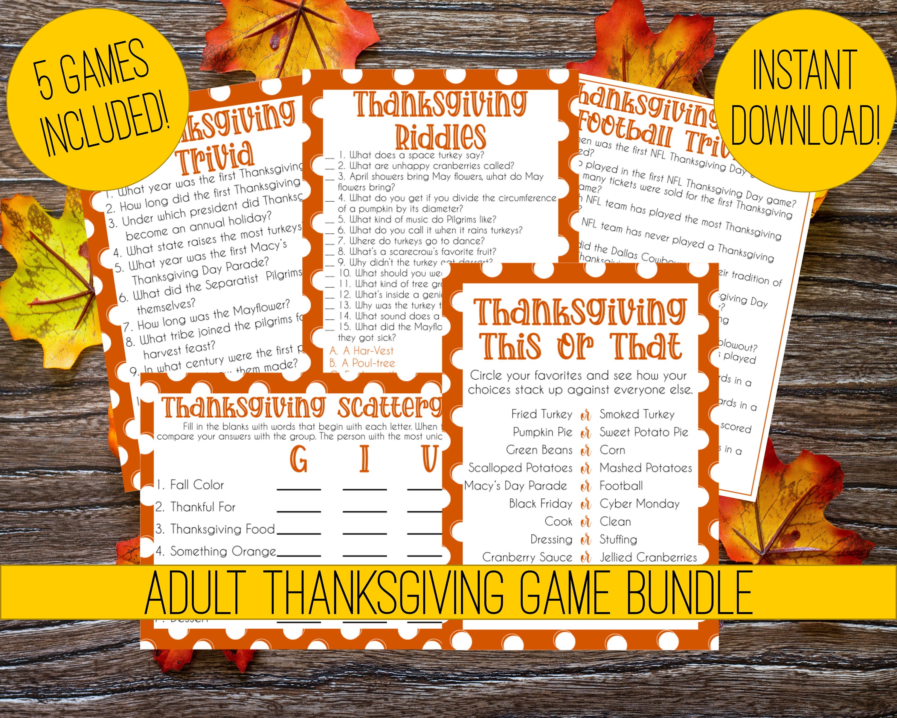 Adult Thanksgiving Game Bundle, Thanksgiving Game, Thanksgiving ...