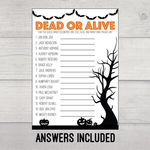 Dead or Alive Halloween Game Printable, Digital Download, Halloween ...