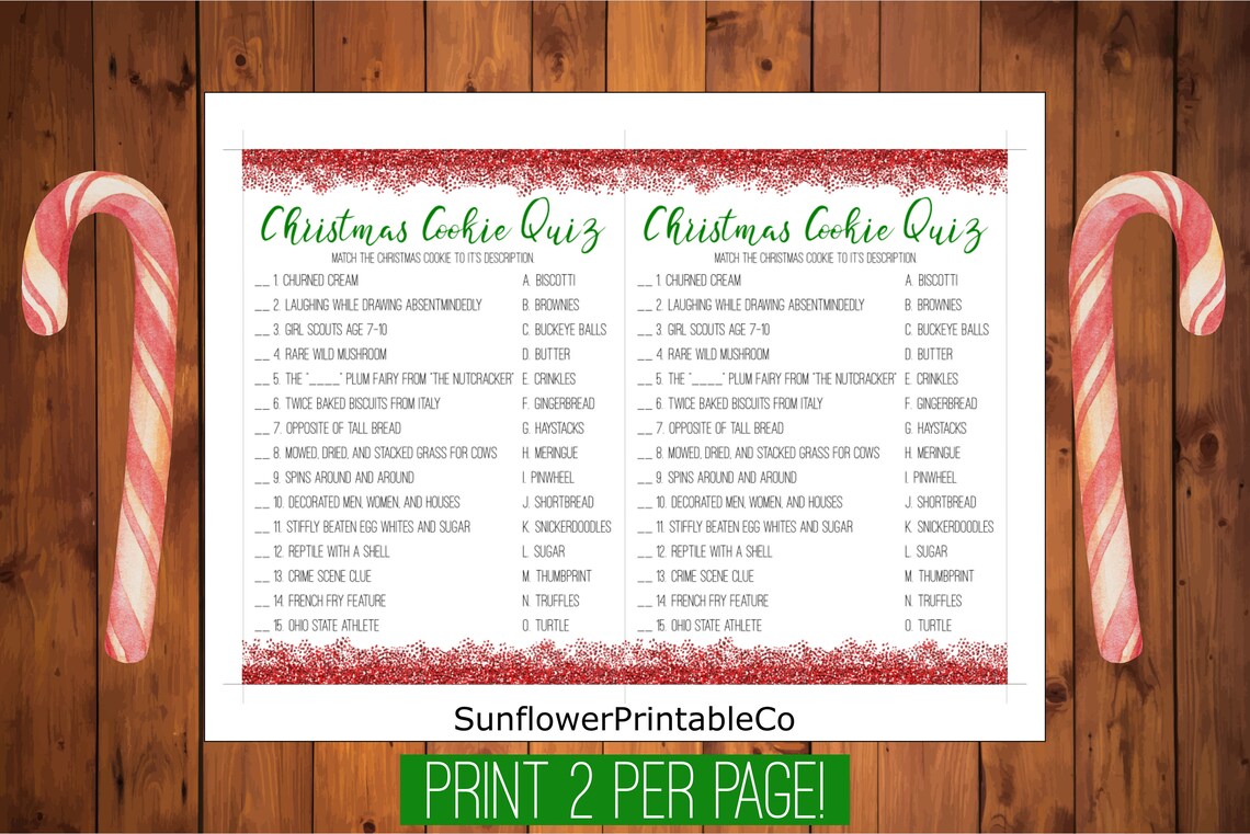 Christmas Cookie Quiz Game, Printable, Christmas Game, Kids Game ...