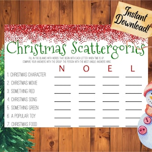 Christmas Scattergories Game, Printable, Christmas Game, Kids Game ...