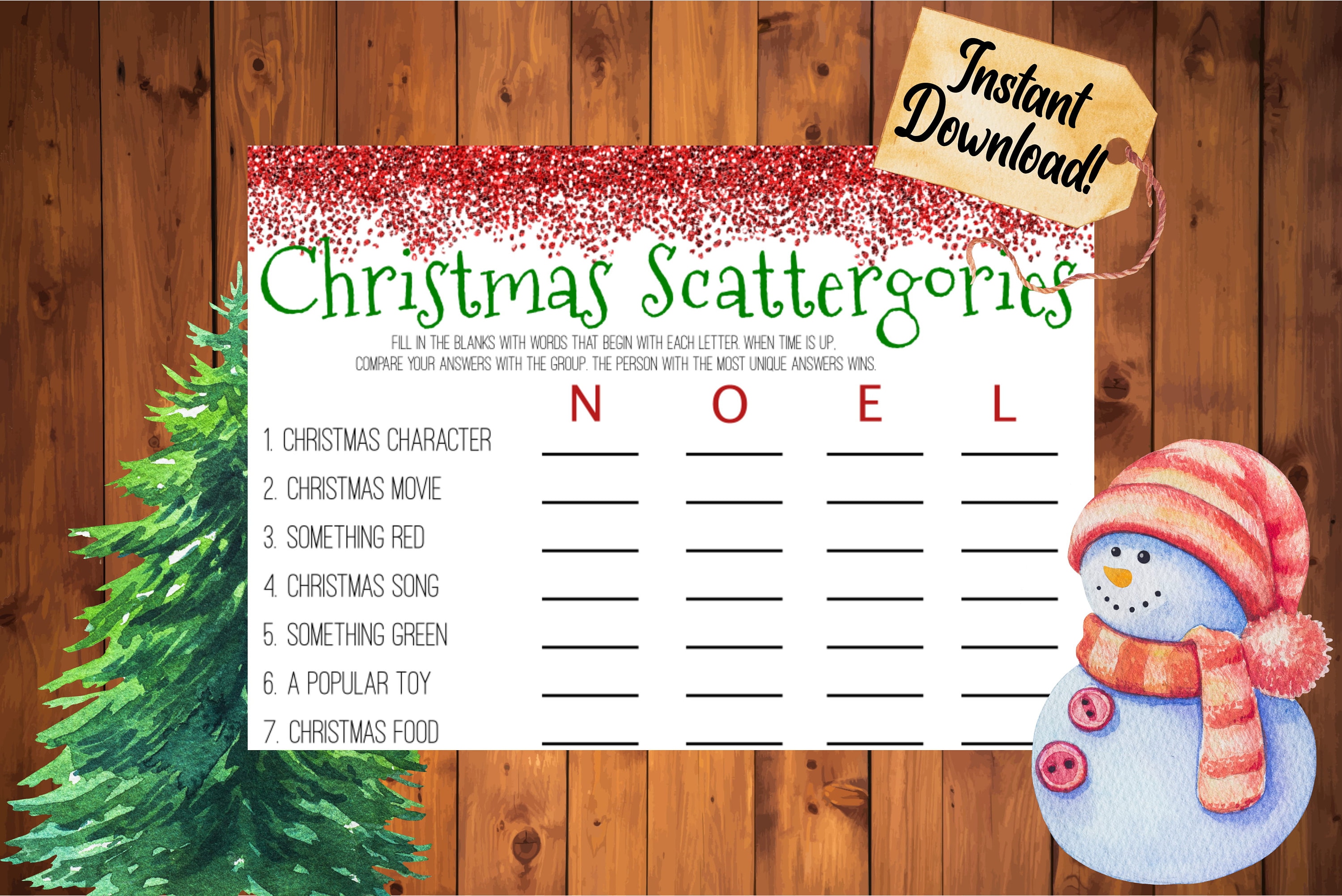 Christmas Scattergories Game, Printable, Christmas Game, Kids Game ...