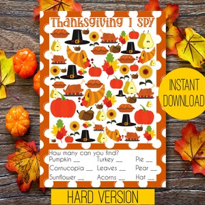 Thanksgiving I Spy Game, Thanksgiving Game, Kids Game, Thanksgiving ...