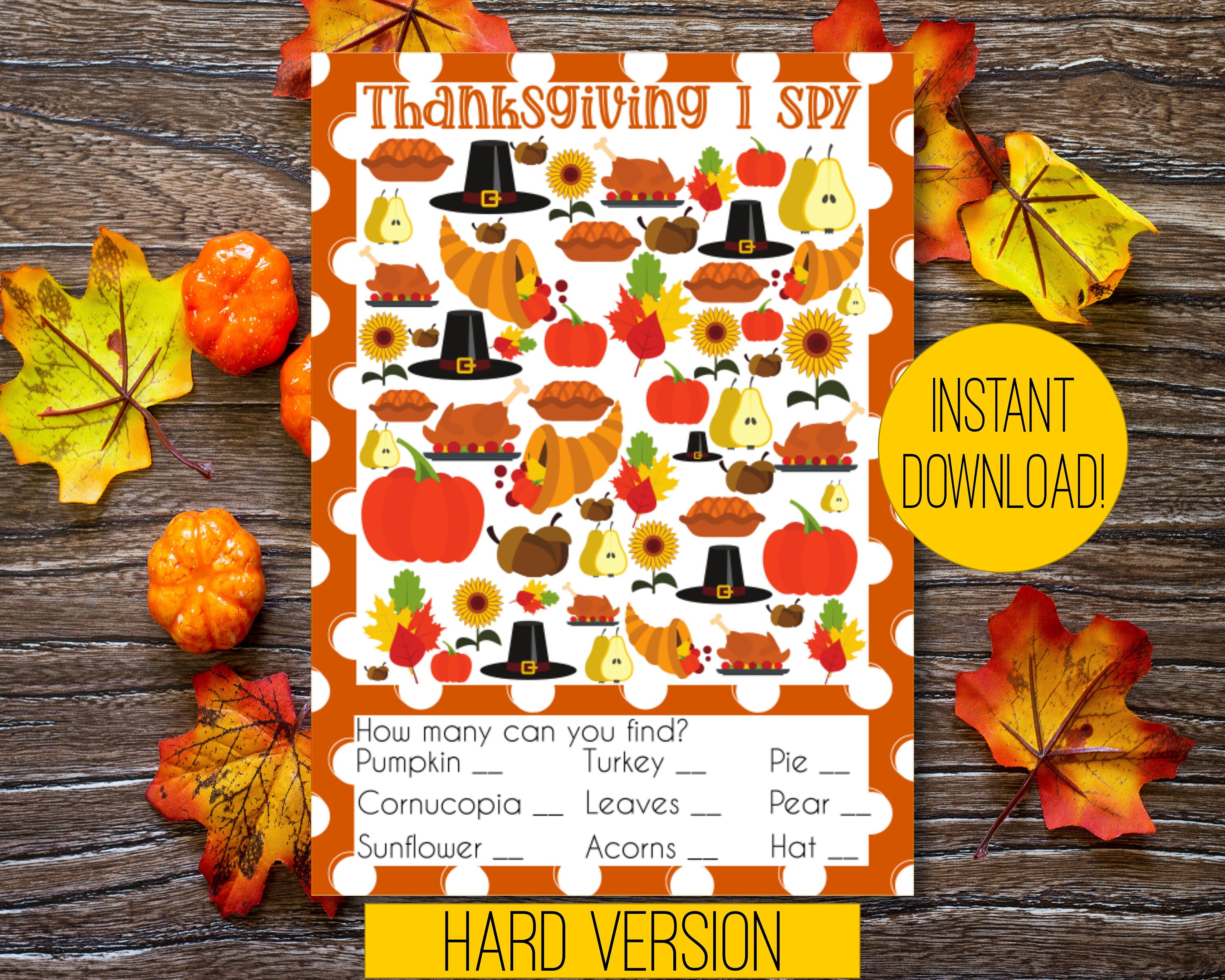 Thanksgiving I Spy Game, Thanksgiving Game, Kids Game, Thanksgiving ...