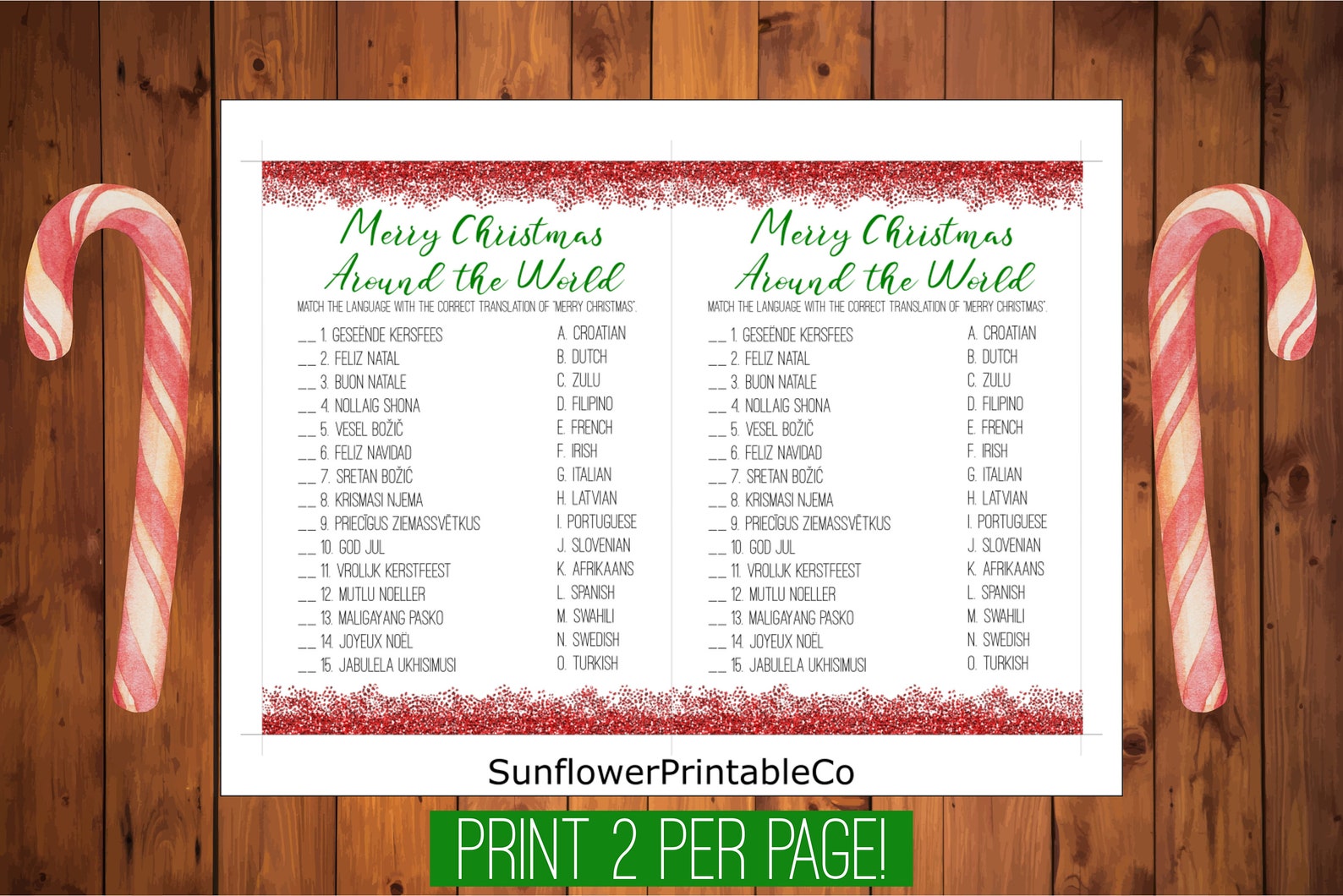 Merry Christmas Around the World Game, Printable, Christmas Game, Kids ...