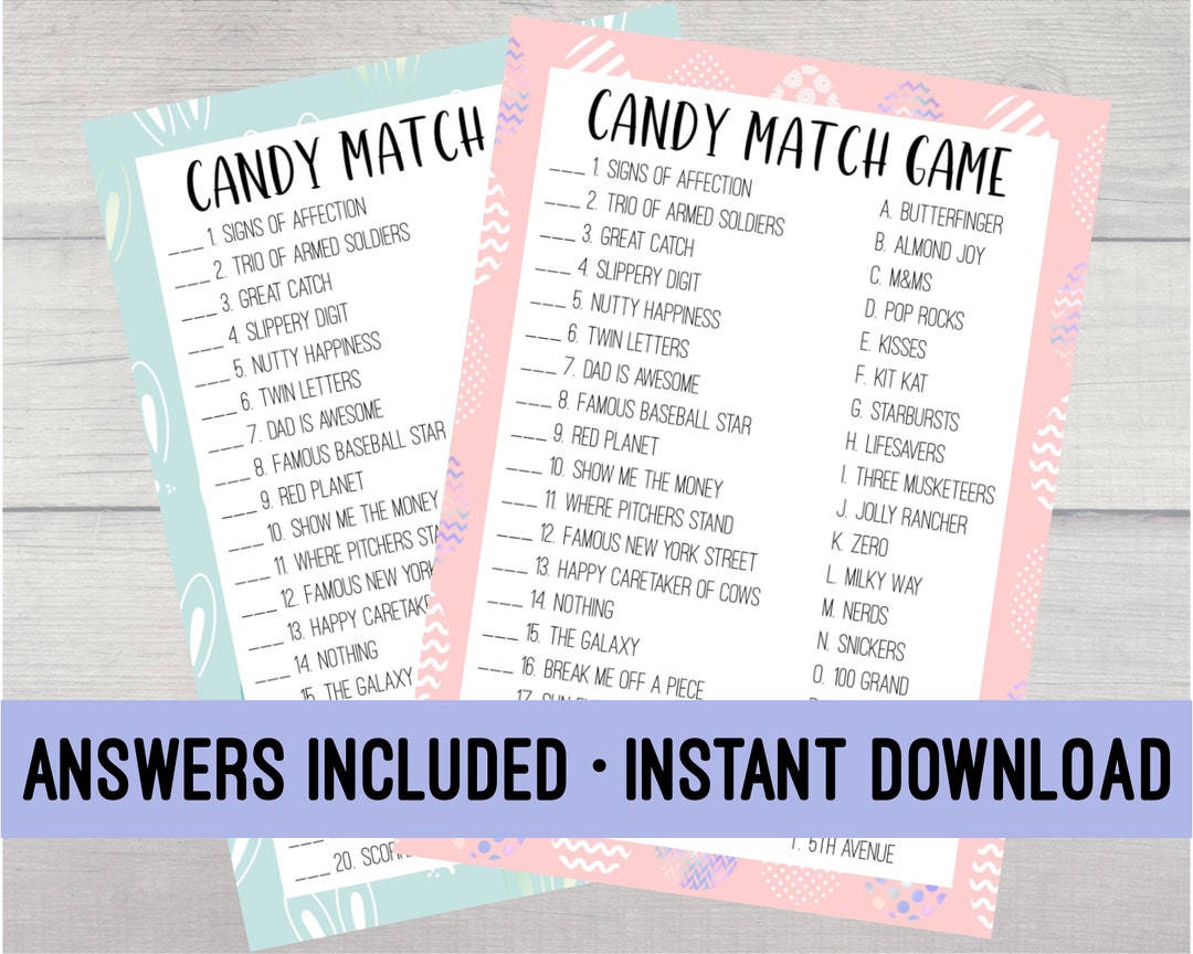 Easter Candy Match Game Printable, Easter Sunday Game, Printable Game ...