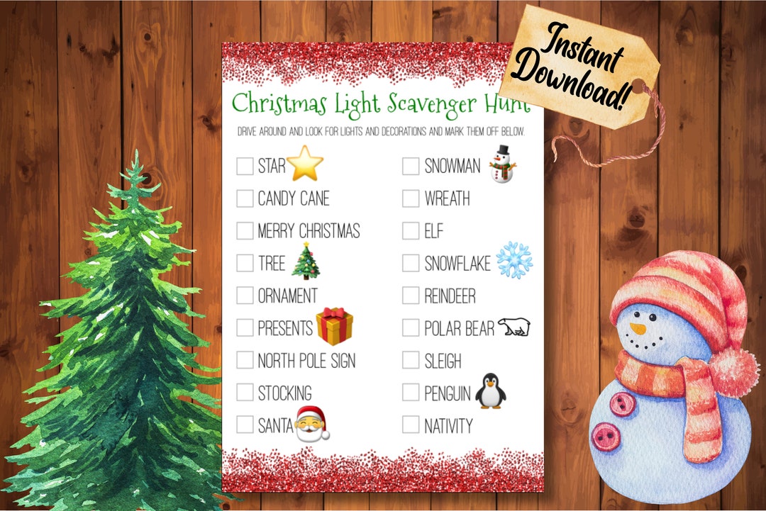 Christmas Lights Scavenger Hunt, Printable, Christmas Game, Kids Game ...