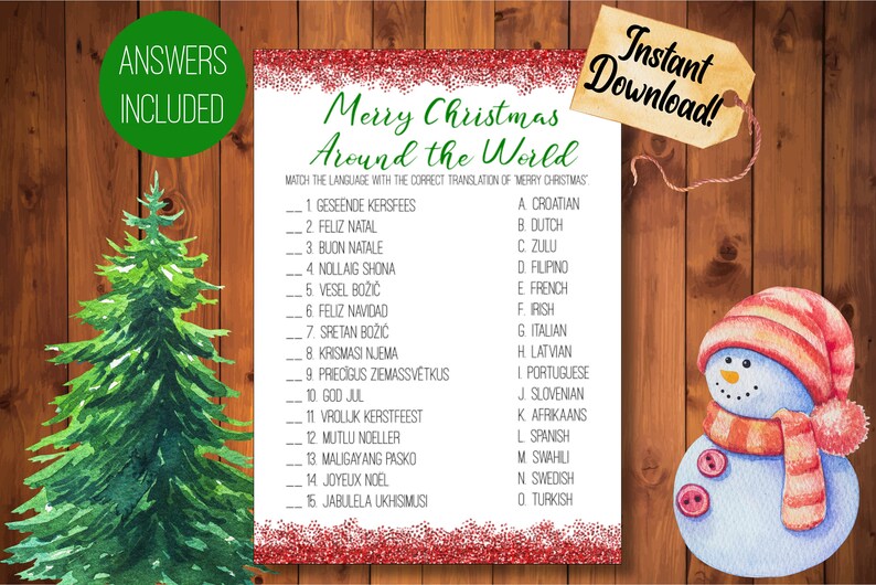 Merry Christmas Around the World Game, Printable, Christmas Game, Kids ...