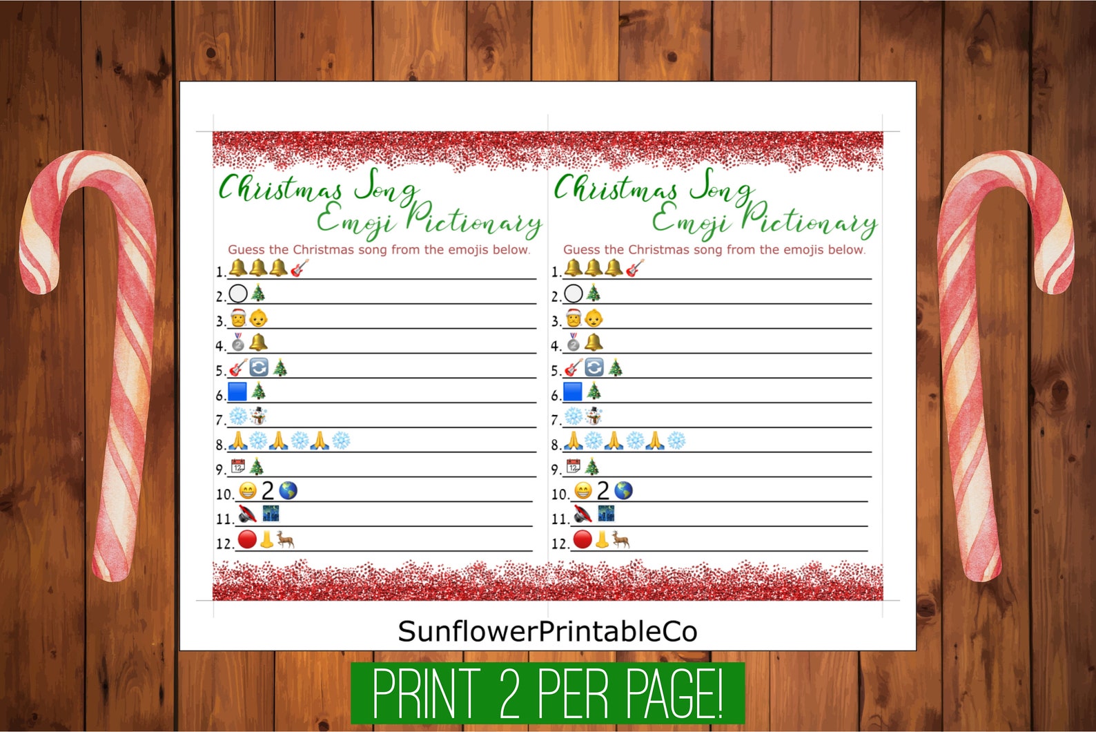 Christmas Song Emoji Pictionary Game, Printable, Christmas Game, Kids ...