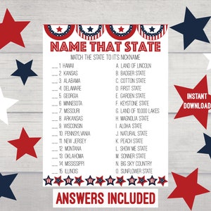 Name That State Game, 4th of July Game, Patriotic Game, Summer Activity ...