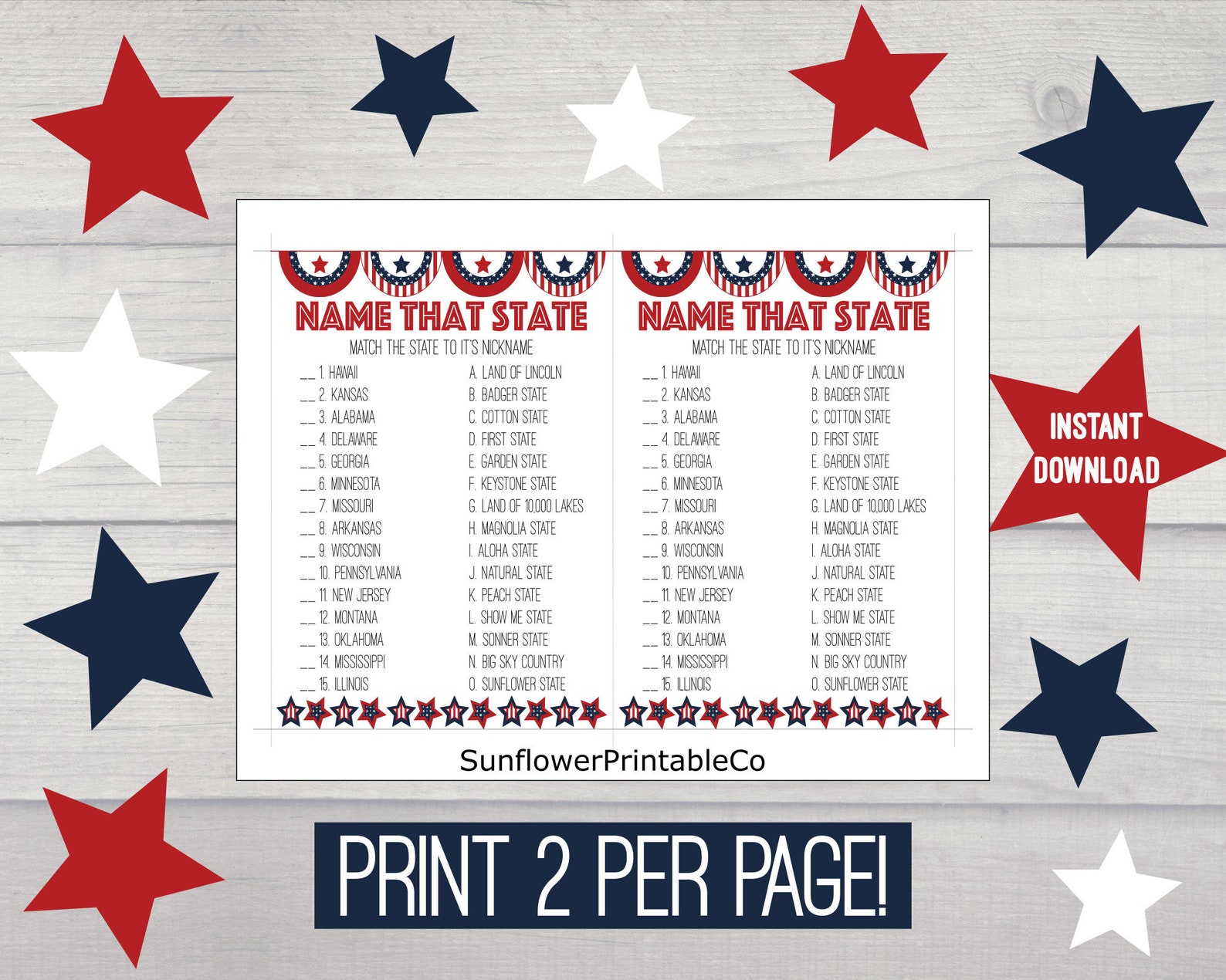 Name That State Game, 4th of July Game, Patriotic Game, Summer Activity ...