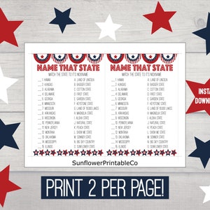 Name That State Game, 4th of July Game, Patriotic Game, Summer Activity ...