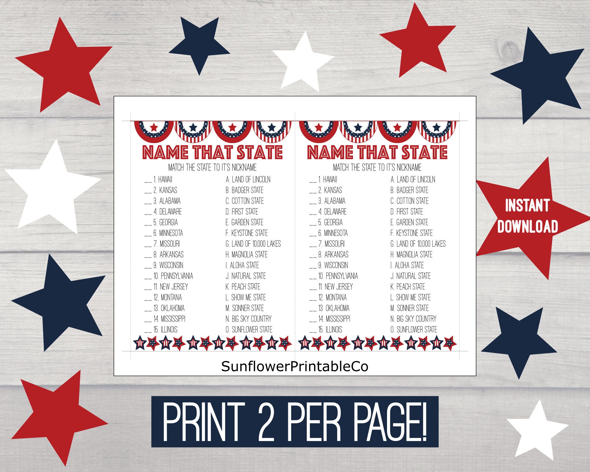 Name That State Game, 4th of July Game, Patriotic Game, Summer Activity ...