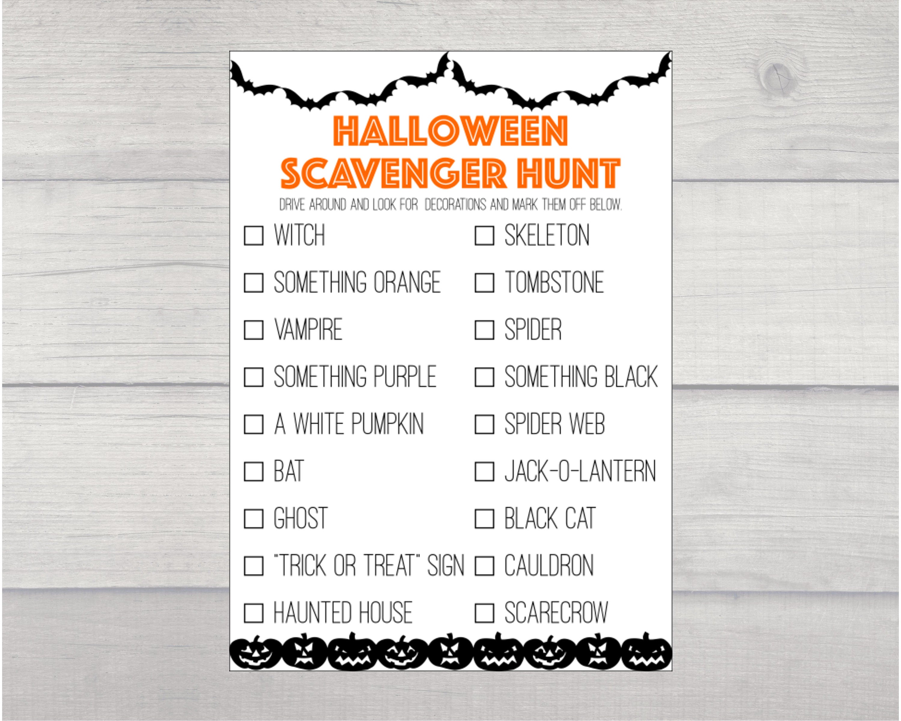 Halloween Scavenger Hunt Printable, Halloween Game Printable, Digital ...