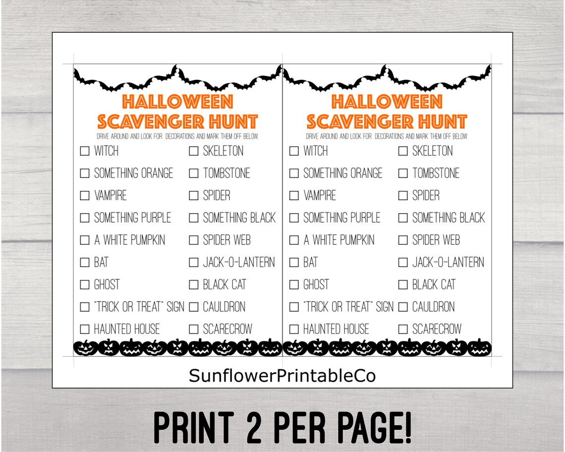Halloween Scavenger Hunt Printable, Halloween Game Printable, Digital ...