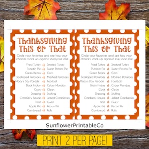 Thanksgiving This or That Game, Thanksgiving Game, Kids Game ...