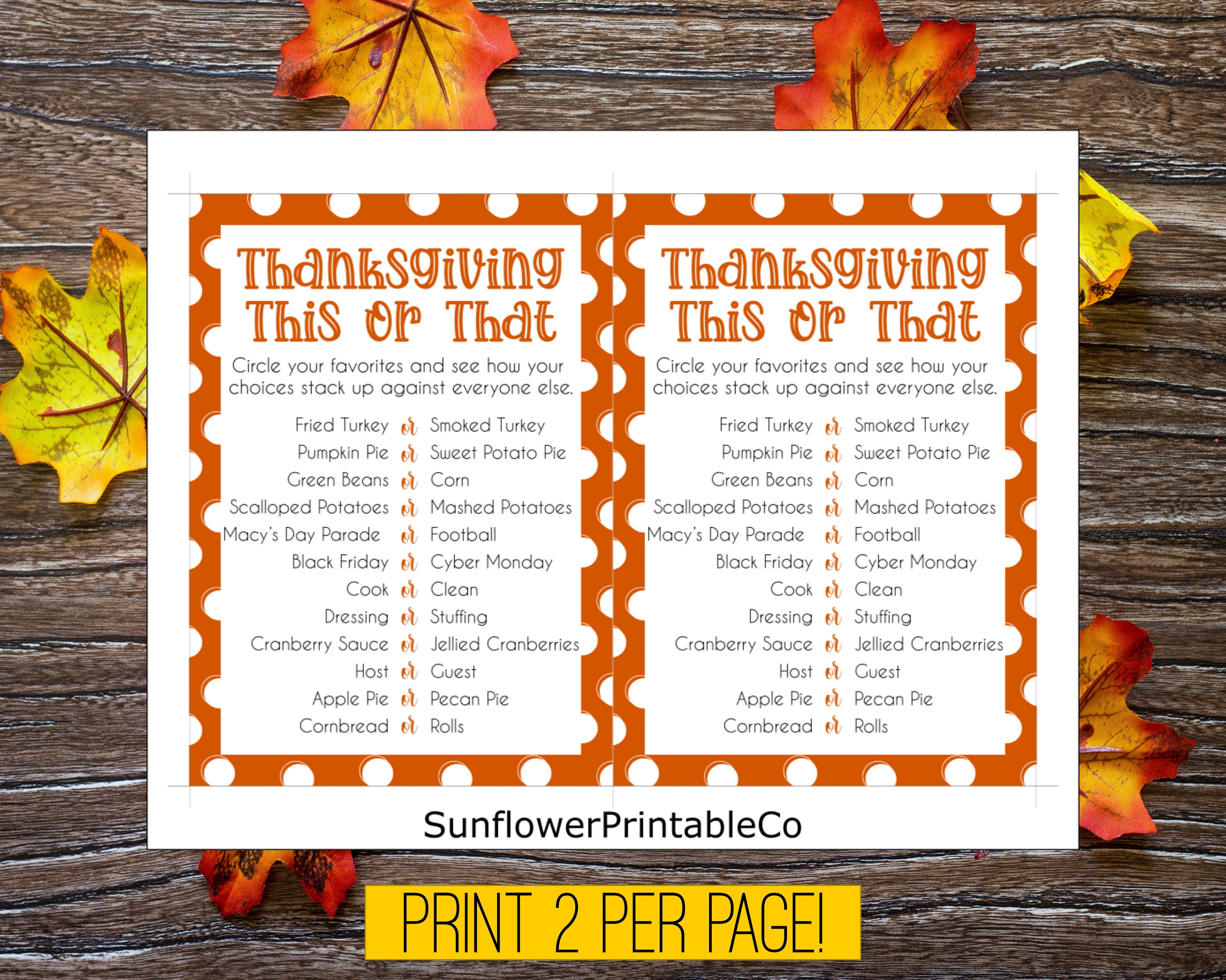 Thanksgiving This or That Game, Thanksgiving Game, Kids Game ...