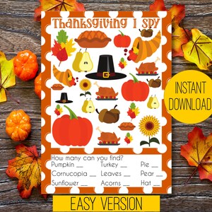 Thanksgiving I Spy Game, Thanksgiving Game, Kids Game, Thanksgiving ...