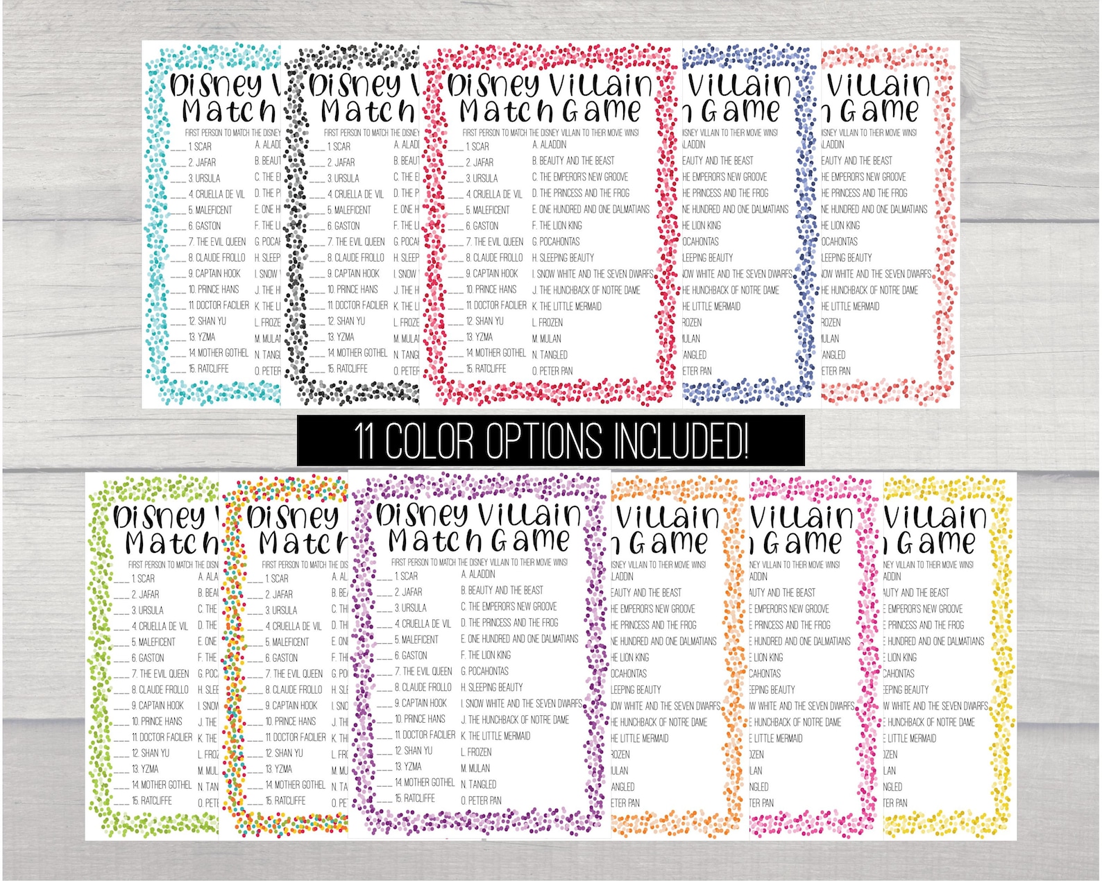 Kids Villain Match Game, Party Game, Printable Party Game, Digital ...