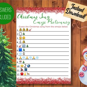 Christmas Song Emoji Pictionary Game, Printable, Christmas Game, Kids ...