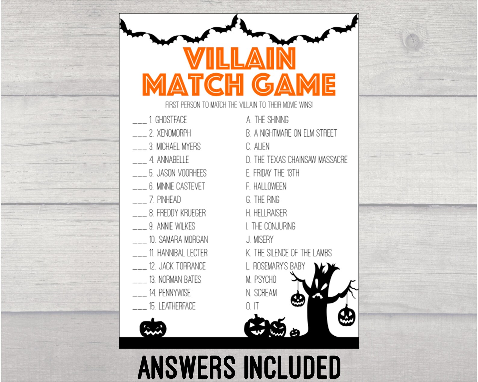 Villain Match Game Printable, Halloween Game Printable, Digital ...