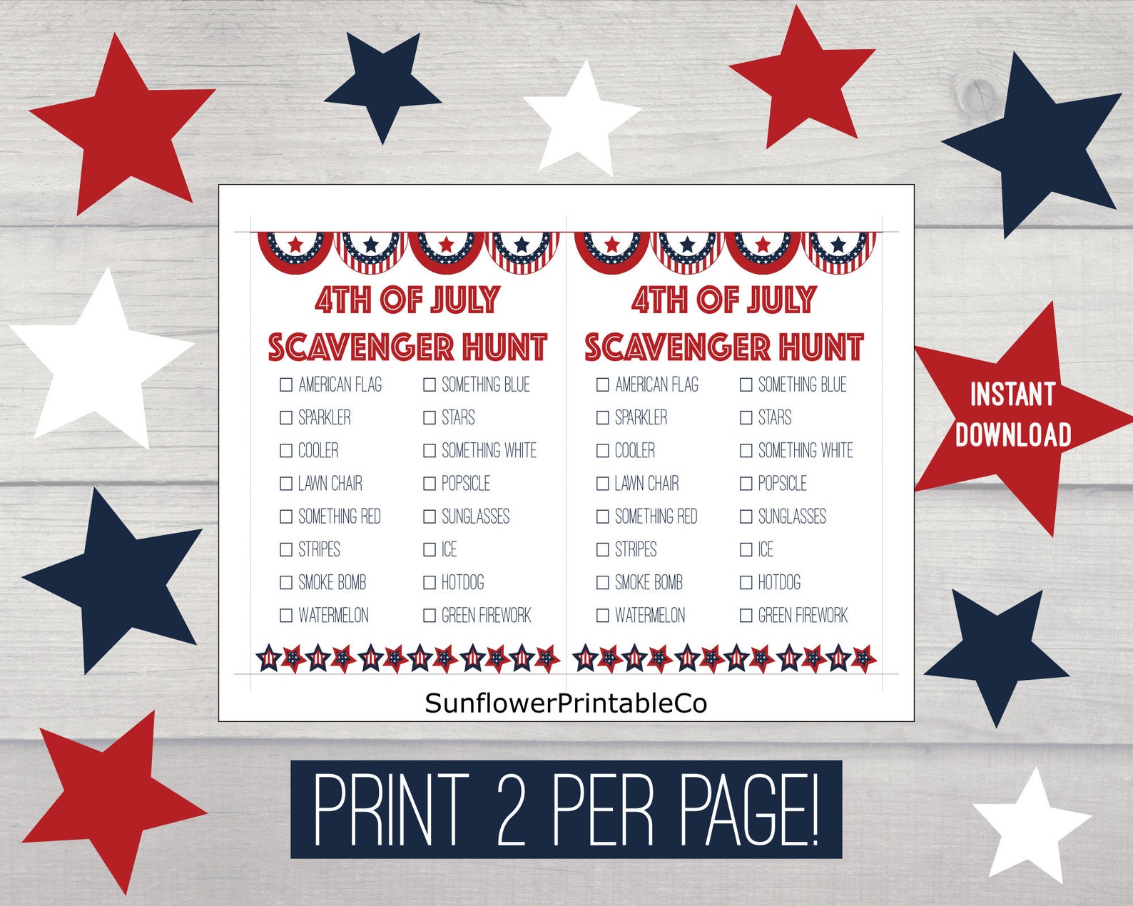 4th of July Scavenger Hunt, Patriotic Scavenger Hunt, Barbecue Game ...
