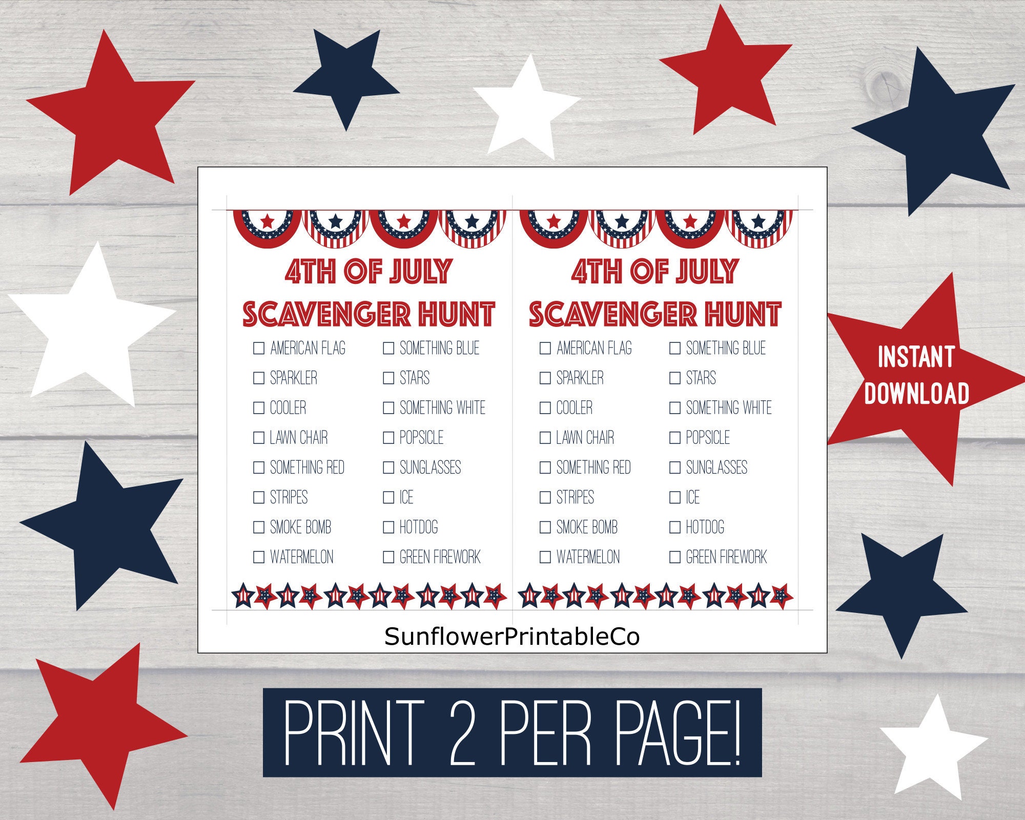 4th of July Scavenger Hunt, Patriotic Scavenger Hunt, Barbecue Game ...