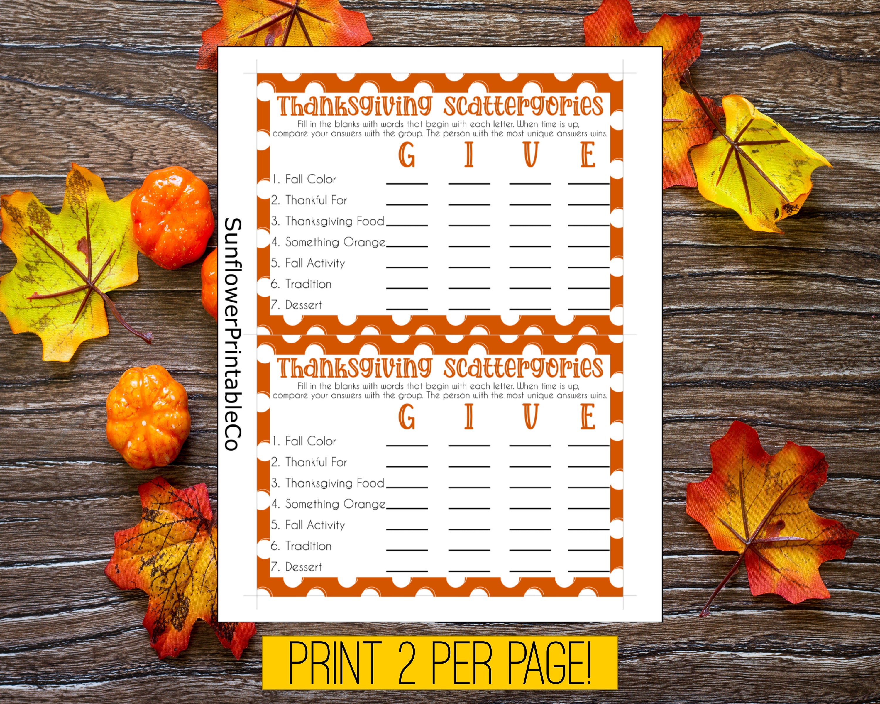 Thanksgiving Scattergories Game, Thanksgiving Game, Kids Game ...