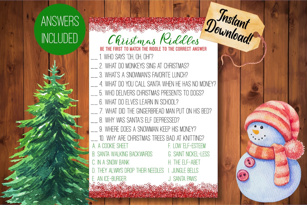 Christmas Riddle Game, Printable, Christmas Game, Kids Game, Christmas ...
