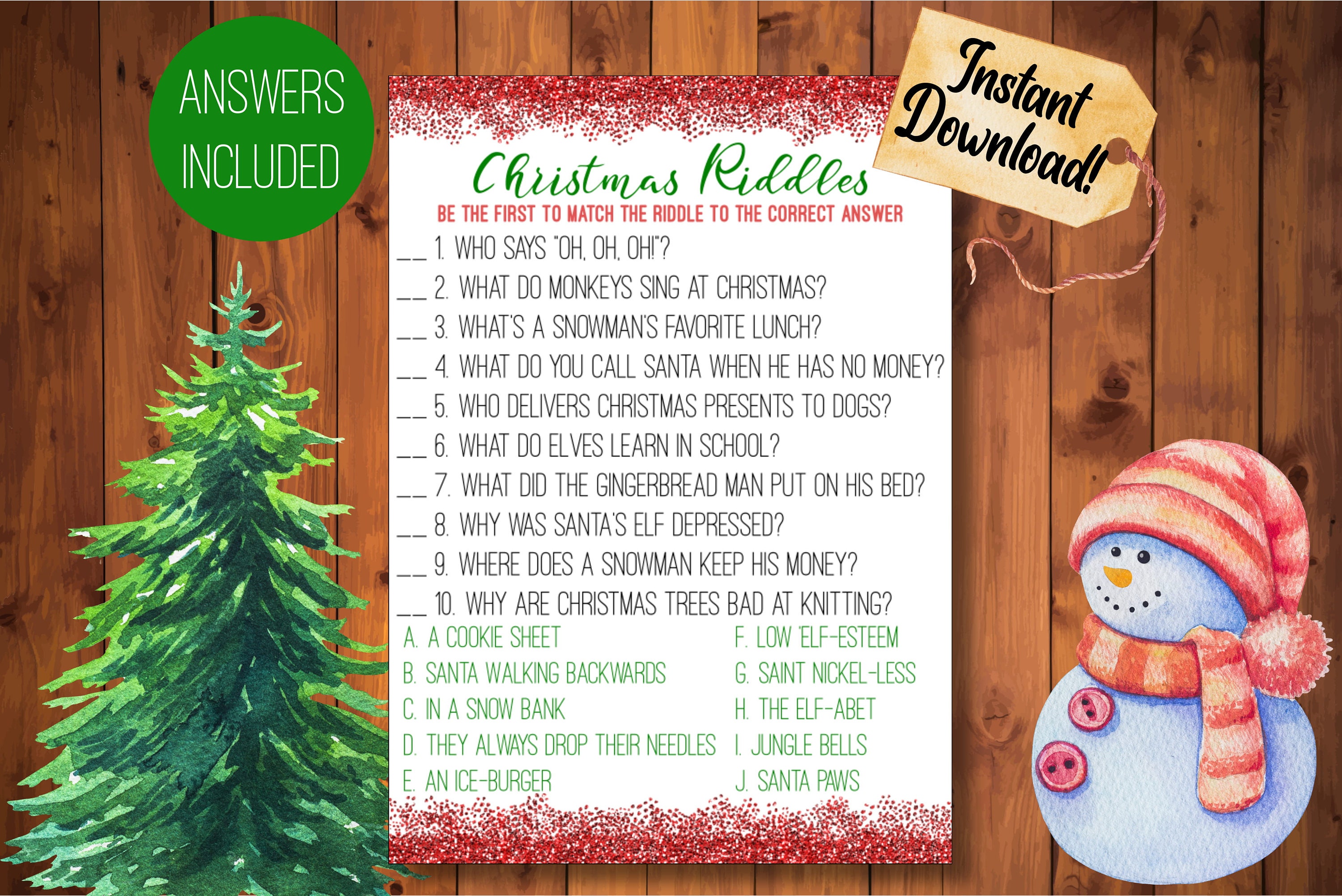 Christmas Riddle Game, Printable, Christmas Game, Kids Game, Christmas ...