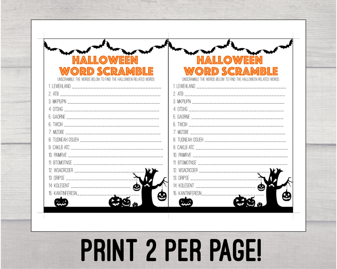 Halloween Word Scramble Printable Halloween Game Printable - Etsy