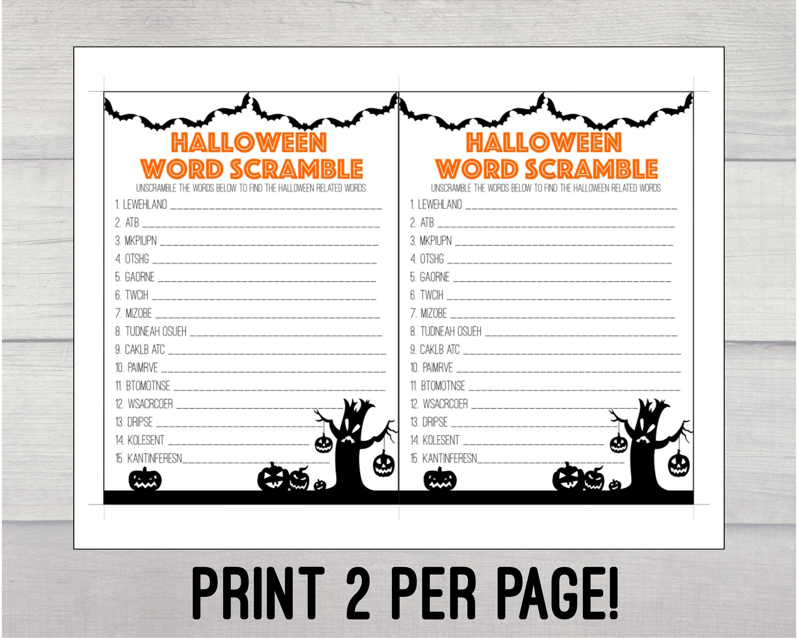 Halloween Word Scramble Printable, Halloween Game Printable, Digital ...